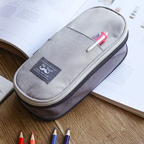 Mr. Pen- Pencil Case, Pencil Pouch, Grey, Pen Bag, Large Pencil Bag, School Supplies, Cute Pencil Bag for Kids, Fabric