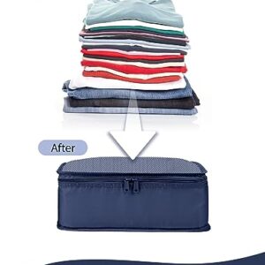 DIMJ Packing Cubes for Travel, 8 Set Luggage Packing Organizers Lightweight Suitcase Storage Bag with Multiple Sizes Travel Bag for Clothes Shoes Cosmetics Toiletries (Navy blue)