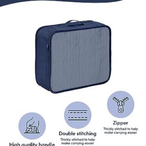 DIMJ Packing Cubes for Travel, 8 Set Luggage Packing Organizers Lightweight Suitcase Storage Bag with Multiple Sizes Travel Bag for Clothes Shoes Cosmetics Toiletries (Navy blue)