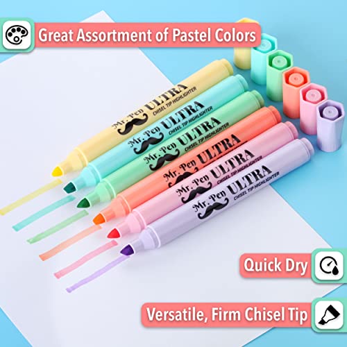 Mr. Pen- Pastel Highlighter, Tank Style, 6 Pack, Chisel Tip, Highlighters Pastel, Bible Highlighter, Multicolor Highlighters Pack, Colored Highlighters, Highlighters