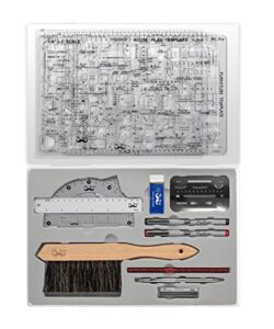 mr. pen- professional geometry set, 17 pcs, architect compass and protractor set, interior design drafting tools, scale ruler, drawing stencils, metal ruler