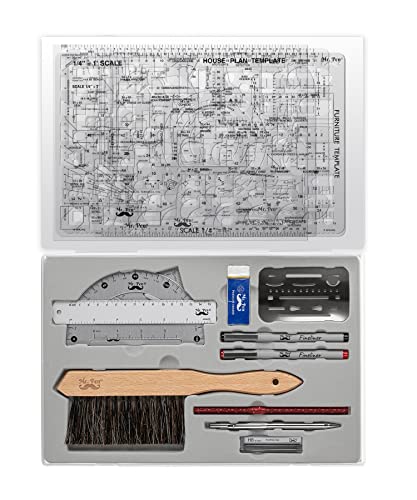 Mr. Pen- Professional Geometry Set, 17 Pcs, Architect Compass and Protractor Set, Interior Design Drafting Tools, Scale Ruler, Drawing Stencils, Metal Ruler