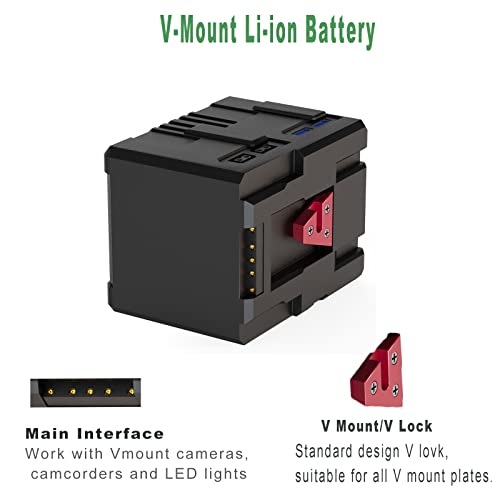 Palowextra 12500mAh 185Wh V Mount/V-Lock Battery with Dual D-Tap & USB Port with v Mount Charger for Sony HDCAM, XDCAM, Digital Cinema Cameras,DSLR BMPCC 4K, LED Light, Monitor and Other Camcorders