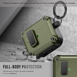 Valkit for Apple Airpods 3rd Generation Case Cover with Lock Cool AirPod 3 Case with Keychain for Men Women Military Hard Shell Rugged Shockproof Air Pod 3 Case for AirPod 3rd Gen Case 2021, ArmyGreen