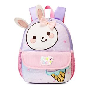 reqinqin cute waterproof toddler backpack girls for boys 3d animal cartoon rabbit girls kids bag for baby suitable for 1-5 years kids backpack for girls travel（little white rabbit）