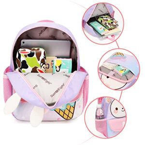 Reqinqin Cute Waterproof Toddler Backpack Girls for Boys 3D Animal Cartoon Rabbit Girls kids Bag for Baby Suitable for 1-5 Years Kids Backpack for Girls Travel（Little White Rabbit）