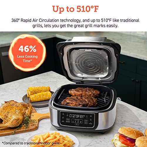 COSORI Electric Smokeless Indoor Grill & Smart XL Air Fryer Combo, 8-in-1, 6QT, 100 Recipes, Grill, Broil, Roast, Bake, Crisp, Dehydrate and More, Compatible with Alexa & Google Assistant, Silver