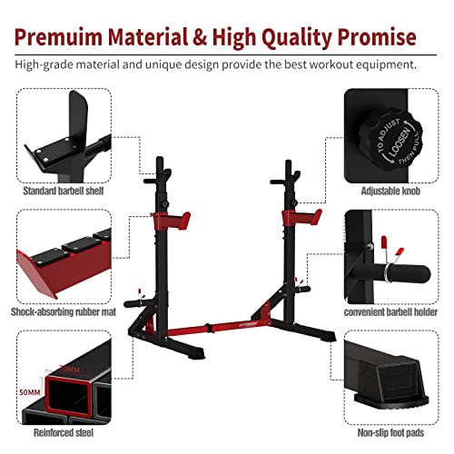 HARISON Multifunction Squat Rack with Adjustable Weight Bench, Heavy Duty Barbell Rack with Pull Up Bar Station for Home Gym