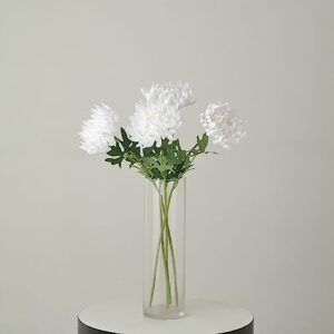 efavormart 3 stems | white 27" artificial silk chrysanthemum bouquet flowers, large faux mum branches