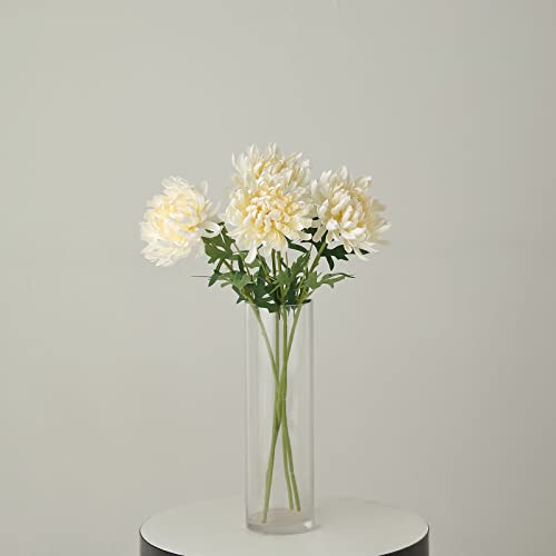 Efavormart 3 Stems | Ivory 27" Artificial Silk Chrysanthemum Bouquet Flowers, Large Faux Mum Branches