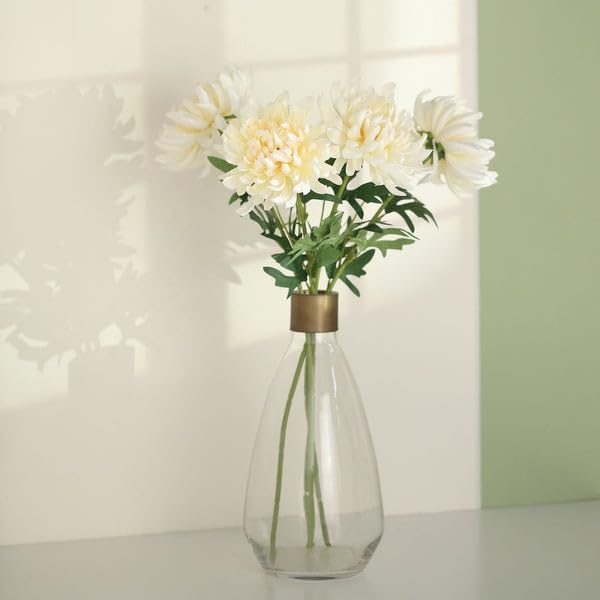 Efavormart 3 Stems | Ivory 27" Artificial Silk Chrysanthemum Bouquet Flowers, Large Faux Mum Branches