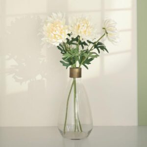 Efavormart 3 Stems | Ivory 27" Artificial Silk Chrysanthemum Bouquet Flowers, Large Faux Mum Branches