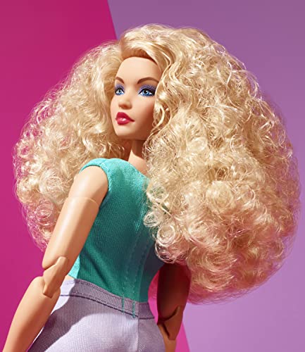 Barbie Looks Doll with Curly Blonde Hair Dressed in Ruched Crop Top & Satiny Lavender Shorts, Posable Made to Move Body For 6 years and older