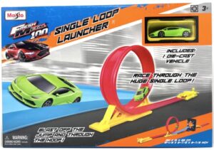 maisto single loop launcher with die cast green lamborghini racer car