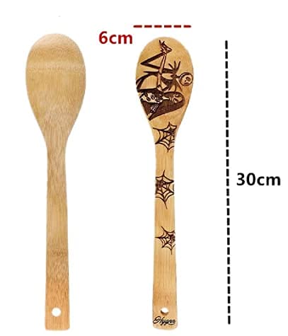 NARFIRE 5Pcs Halloween Bamboo Spatula Set Slick Halloween Print Kitchen Party Eco-Friendly Kitchenware