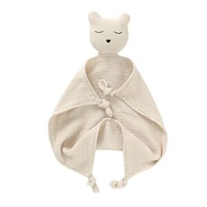 baby security blanket organic cotton muslin soft lovey blankets breathable lovie for babies boy girls bear camel