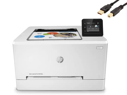 HP Color Laser Jet Pro M255dw Wireless Laser Printer, 2.7'' Color Graphic Touch Screen, 22ppm, Remote Mobile Print, Duplex Printing, Works with Alexa, Auto 2-Sided Printing, PCS USB Printer Cable