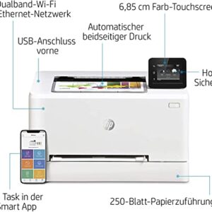 HP Color Laser Jet Pro M255dw Wireless Laser Printer, 2.7'' Color Graphic Touch Screen, 22ppm, Remote Mobile Print, Duplex Printing, Works with Alexa, Auto 2-Sided Printing, PCS USB Printer Cable