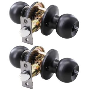 rulart door knob lock key bedroom - keyed door knob lock interior and exterior bathroom doorknob,bedroom entry door knobs with lock and key，satin stainless steel standard door knob lock（2 pack）