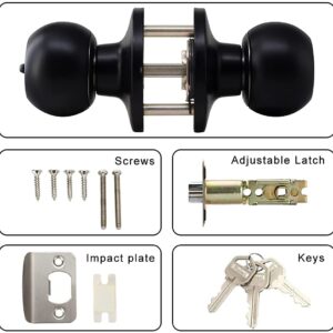 Rulart Door Knob Lock Key Bedroom - Keyed Door Knob Lock Interior and Exterior Bathroom Doorknob,Bedroom Entry Door Knobs with Lock and Key，Satin Stainless Steel Standard Door knob Lock（2 Pack）