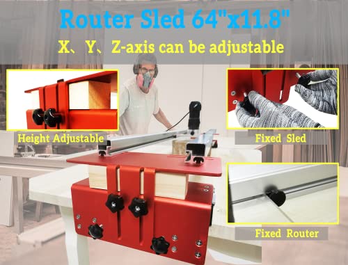 Router Sled,3 Axis Adjustable,Slab Flattening Mill,Slab Jig-Restricted Position,Router Sled for Woodworking