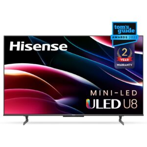 hisense 65u8h qled u8h series quantum 4k uled mini-led 65-inch class google smart tv with alexa compatibility, quantum dot, 1500-nit hdr10+, black