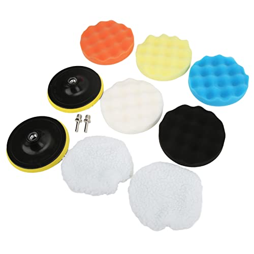 Uxsiya Polishing Buffing Foam Pads, Fiber Buffing Sponge Pad Bonnet Set with Adapter Tray for Polisher for 5-6 inch Pneumatic or Electric Polishing Machine