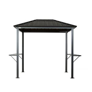 sojag 6' x 8' outdoor dakota hardtop grill gazebo backyard shade and grilling structure, charcoal