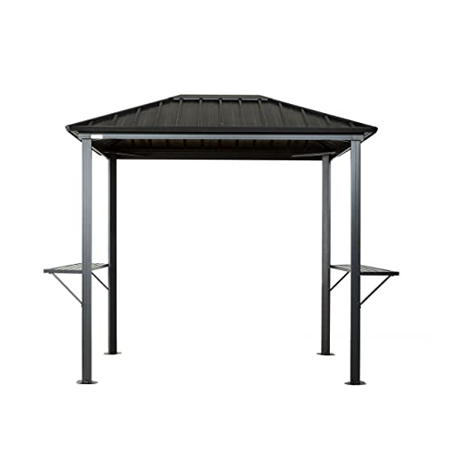 Sojag 6' x 8' Outdoor Dakota Hardtop Grill Gazebo Backyard Shade and Grilling Structure, Charcoal