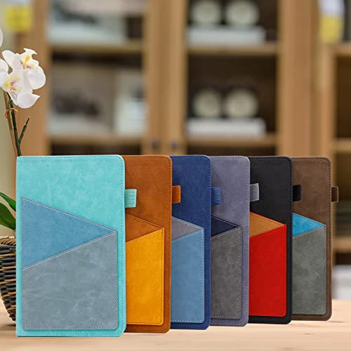 Deziliao Lined Journal Notebooks with Pen Loop, Hardcover Notebook Journal for Work, 100Gsm Premium Thick Paper with Inner Pocket, Medium 5.7''''x8.4'''', ?Brown-Orange, Ruled, 1 Pack