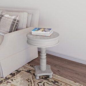 Koncemel Round Side Table, Rustic Gray Sofa End Table, MDF Accent Pedestal Table, Small Coffee Table for Livingroom, Bedroom, Balcony