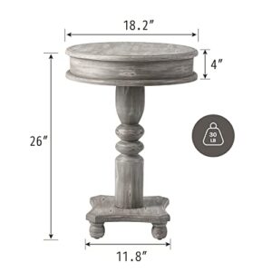 Koncemel Round Side Table, Rustic Gray Sofa End Table, MDF Accent Pedestal Table, Small Coffee Table for Livingroom, Bedroom, Balcony