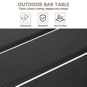 ONLYCTR Outdoor Patio Counter Height 55" Rectangle Bar Table for Patio, Garden, Yard, Balcony, Poolside (Black, 55inch-Length)