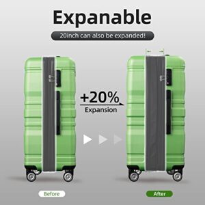 Merax Expandable ABS Hardshell Luggage Sets 3 Piece Suitcase with Spinner Wheels Suit Case Lightweight, Apple Green, (20/24/28)