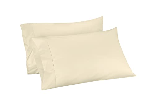 Linen Home 500 Thread Count Queen Pillowcase Set | 100% Long-Staple Cotton Pillow Cases | Luxury Satin Queen Pillowcases | Soft & Smooth Set of 2 Pillowcases | 4 Inch Z Hem | Ivory