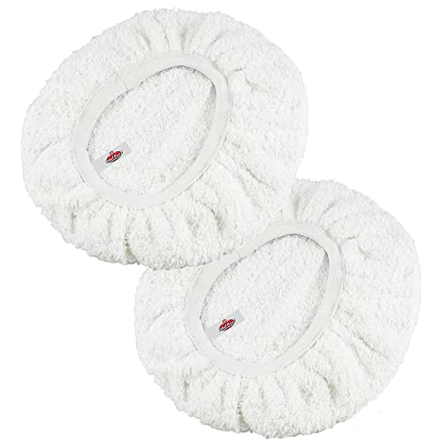 Detail Direct 10'' Polishing Bonnet, Cotton Terry Cloth for Orbital Polishers, Apply or Remove Car Wax or Polish (2 Pack), White