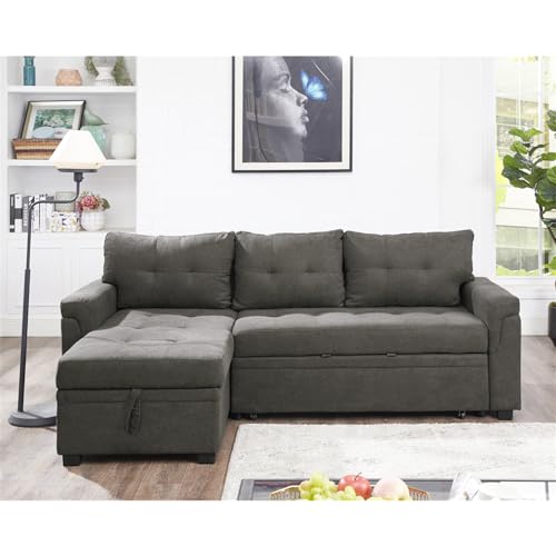 Naomi Home Modern Sectional Sofa with Storage Chaise Espresso/Velvet