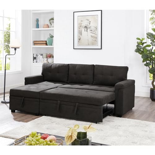 Naomi Home Modern Sectional Sofa with Storage Chaise Espresso/Velvet