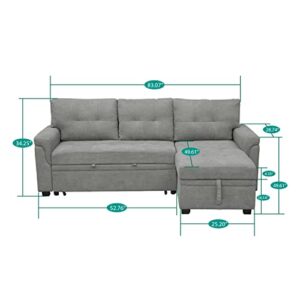 Naomi Home Modern Sectional Sofa with Storage Chaise Gray/Velvet