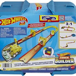 Hot Wheels Track Builder Playset Lightning Boost Pack, 12 Component Parts & 1:64 Scale Toy Car in Storage Container