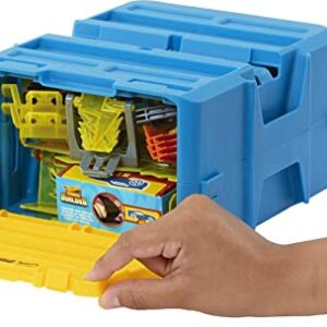 Hot Wheels Track Builder Playset Lightning Boost Pack, 12 Component Parts & 1:64 Scale Toy Car in Storage Container