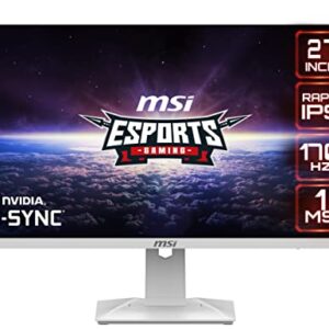 MSI G274QRFW, 27" Gaming Monitor, 2560 x 1440 (QHD), Rapid IPS, 1ms, 170Hz, G-Sync Compatible, HDR Ready, HDMI, Displayport, Tilt, Swivel, Height Adjustable,White