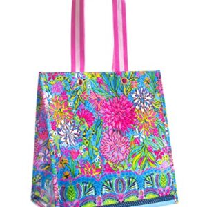 Lilly Pulitzer Market Shopper Bag, Reusable Grocery Tote, Shoulder Bag for Produce or Travel (Walking on Sunshine)