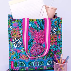 Lilly Pulitzer Market Shopper Bag, Reusable Grocery Tote, Shoulder Bag for Produce or Travel (Walking on Sunshine)