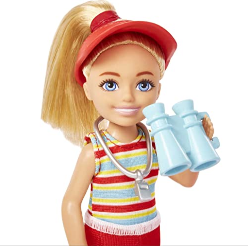 Barbie Chelsea Can Be Doll & Playset, Blonde Lifeguard Small Doll with Removable Outfit & 6 Career Accessories