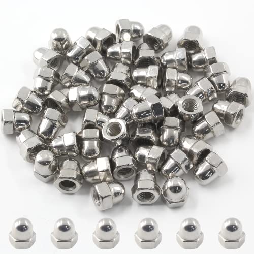 Cionyce 50 PCS M4 Acorn Cap Nuts Dome Cap Head Nuts, 304 Stainless Steel Acorn Hex Nuts Decorative Round Head Cover Hex Dome Nuts