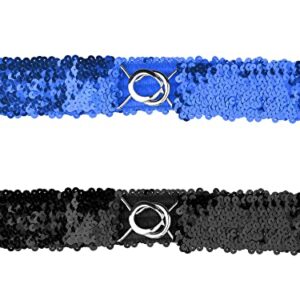 Allegra K Womens Glitter Skinny Stretchy Waist Belts Sequins Decor Slim Elastic Belts 64cm/25.19" Royal Blue