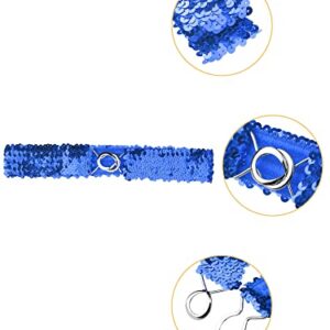 Allegra K Womens Glitter Skinny Stretchy Waist Belts Sequins Decor Slim Elastic Belts 64cm/25.19" Royal Blue