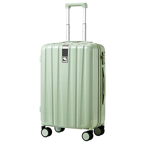 Hanke 20 Inch Carry On Luggage Airline Approved, Lightweight PC Hardside Suitcase with Spinner Wheels & TSA Lock,Rolling luggage bags for Weekender,Carry-On 20-Inch(Bamboo Green)