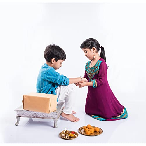 KNETLI Rakhi for Brother Set of 7 Rakhis with Roli Chawal Tika- Raksha Bandhan Rakhi Bracelet for Brother Rakhi 1 Set Rakhi for Bhaiya Bhai Rakhi Thread